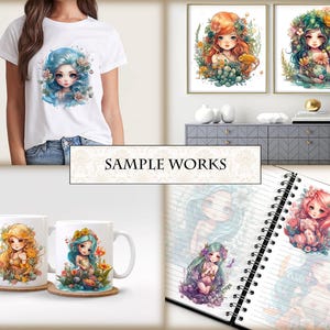 Little Cute Mermaids, Magical Sea Maiden, Princess, Watercolor Clipart ...