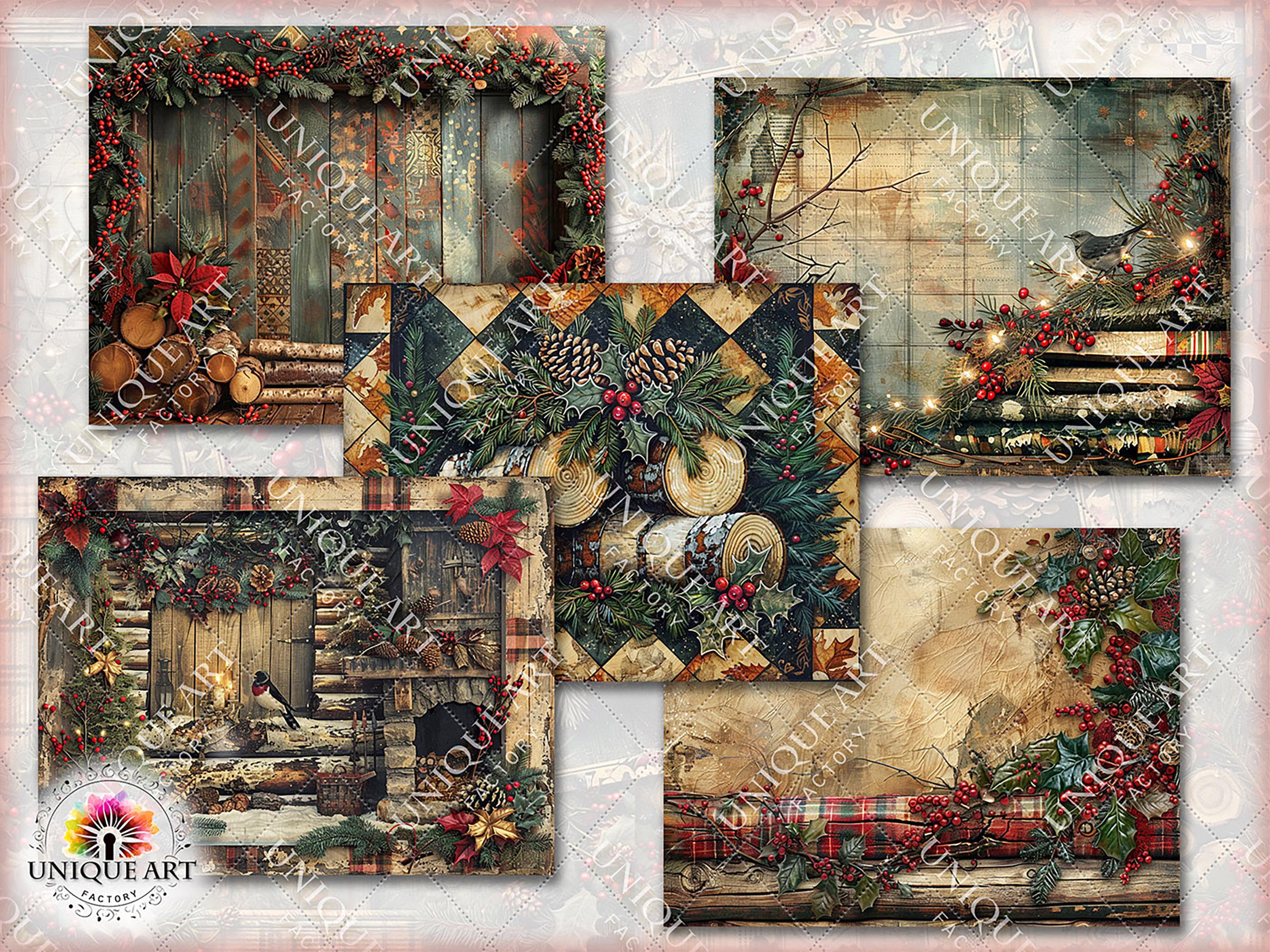 Christmas Rustic Wooden Backgrounds, Printable 29 JPG Image, Holiday ...