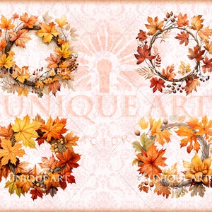 Autumn Leaf Wreaths Fall Leaves Watercolor Clipart Bundle - Etsy