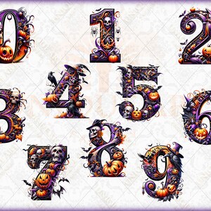 Halloween Alphabet and Numbers, Clipart Bundle, 36 HQ Printable ...