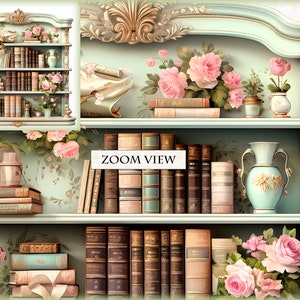 Romantic Bookcase, Floral Watercolor Clipart Bundle, 17 HQ Printable ...