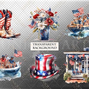 4th of July - Peoples, Independence Day, Patriotic Watercolor Clipart ...