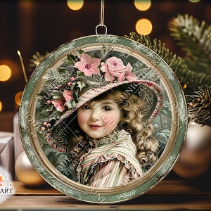 Christmas Cute Girls Round Ornaments, Watercolor Clipart Bundle, 15 HQ ...