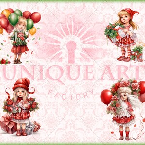 Christmas Cute Girls, Gifts and Balloons, Watercolor Clipart Bundle, HQ ...
