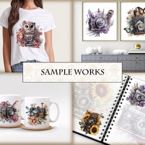 Antique Camera and Flowers - Watercolor Clipart Bundle - Printable 12 ...