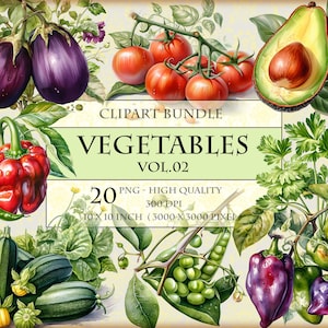 Vegetables Vol.02 Watercolor Clipart Bundle HQ Printable - Etsy