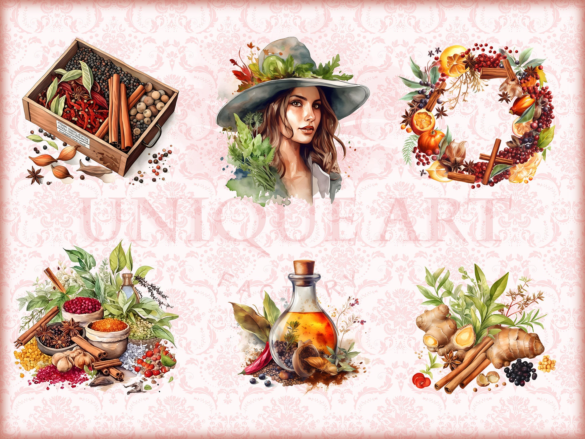 Spice and Herbs Watercolor Clipart Bundle HQ Printable PNG - Etsy