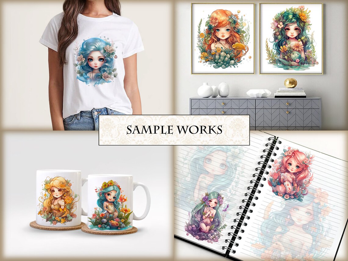 Little Cute Mermaids Magical Sea Maiden Sea Princess - Etsy