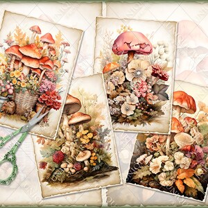 Autumn Mushrooms, Fall Themed Watercolor Junk Journal Kit, 21 JPG ...
