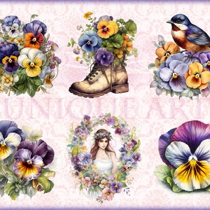 Pansy Love Pansies / Violet Flower Watercolor Clipart Bundle HQ ...