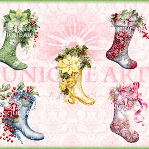 Christmas Stocking, Winter Themed Watercolor Clipart Bundle, HQ ...