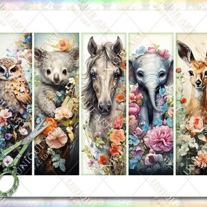 Spring Animals Bookmarks, Watercolor Digital Sheets, 2x6,5 Inch 20 ...