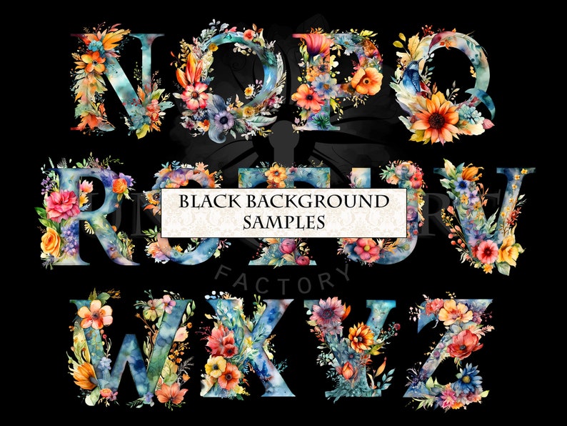 Alphabet Floral Letters Floral Fonts Watercolor Clipart - Etsy