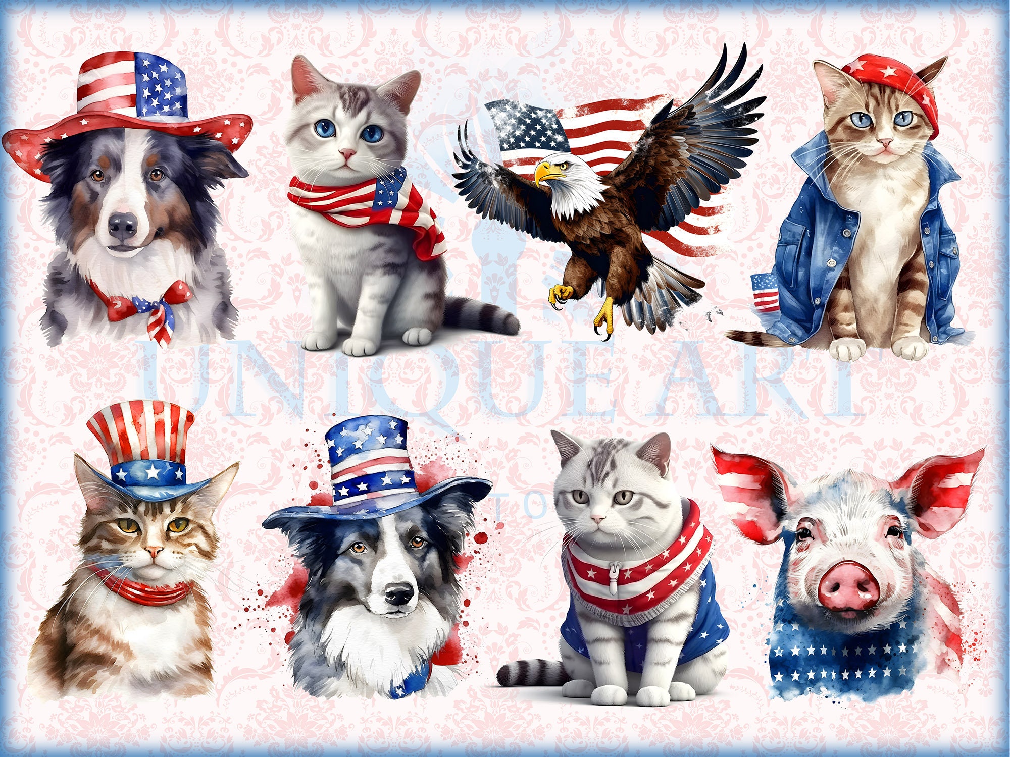4th of July Animals / Independence Day / Patriotic - Etsy