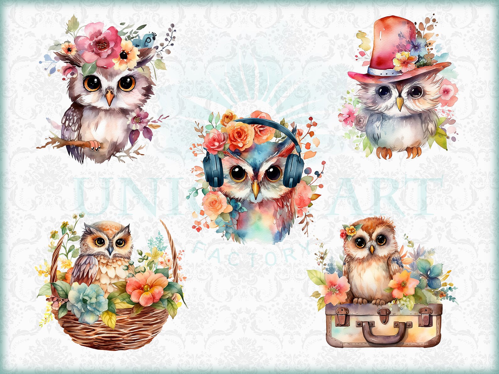 Cute Owls Watercolor Clipart Bundle HQ Printable PNG - Etsy