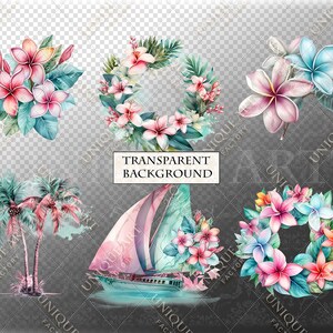 Hawaii Island Tropical Island Beach Watercolor Clipart Bundle HQ ...