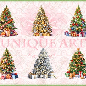 Christmas Tree, Watercolor Clipart Bundle, 18 HQ Printable Transparent ...