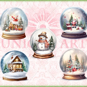 Christmas Snow Globe, Watercolor Clipart Bundle, HQ Printable, PNG ...