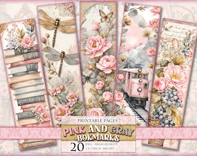 Dark Blue Bookmarks, Vintage Noel, Watercolor Digital Sheets, 2x6,5 ...