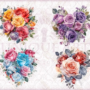 Rose Bouquets Mothers Day Special for Wedding Invitation Watercolor ...