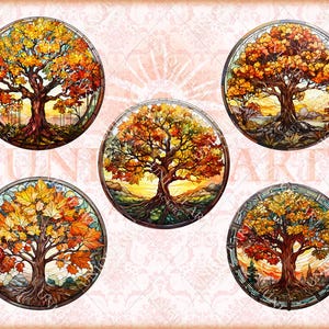 Autumn Sycamore Trees, Stained Glass Watercolor Clipart Bundle - HQ ...