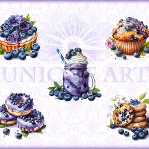 Blueberry Love Blueberry Themed Watercolor Clipart Bundle, HQ Printable ...