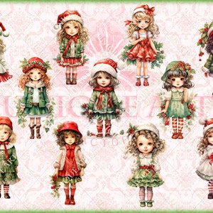 Christmas Holly Jolly Girl, Watercolor Clipart Bundle, 22 HQ Printable ...