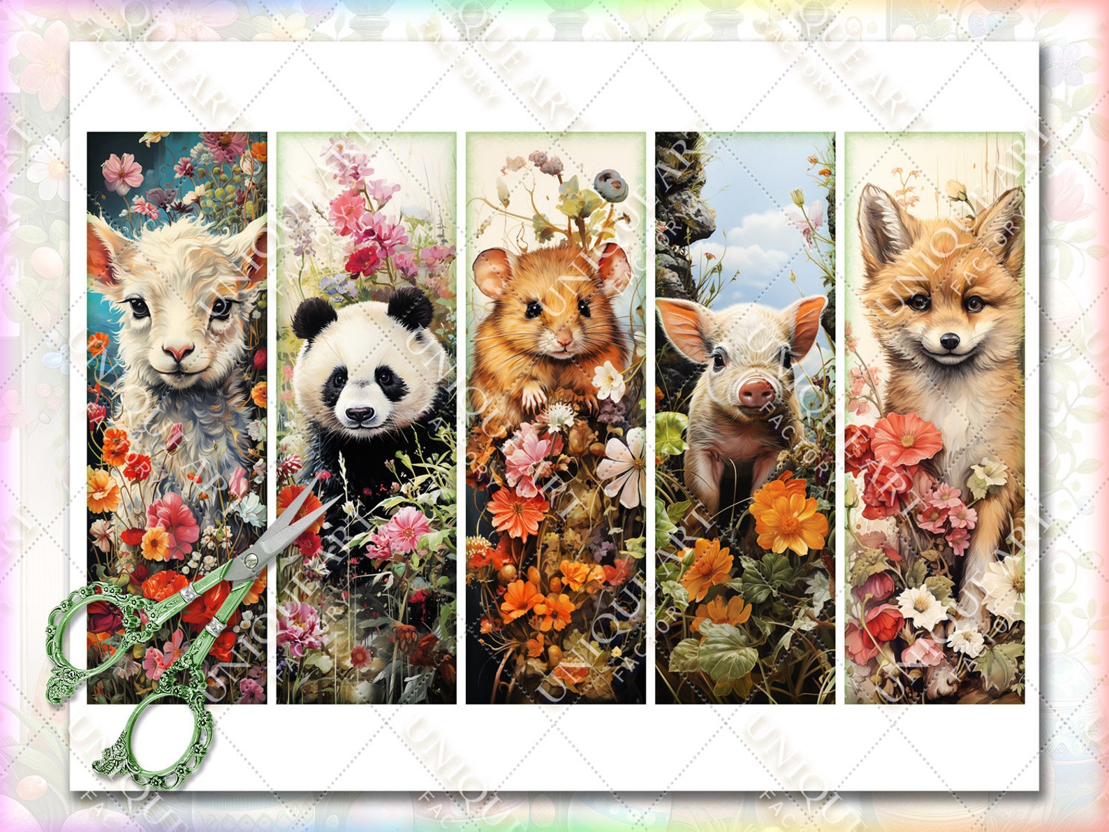 Spring Animals Bookmarks, Watercolor Digital Sheets, 2x6,3 Inch 20 ...