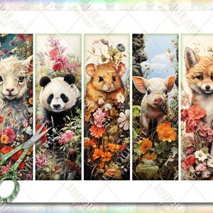 Spring Animals Bookmarks, Watercolor Digital Sheets, 2x6,3 Inch 20 ...
