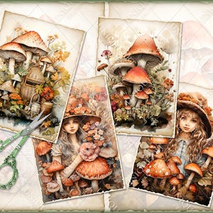 Autumn Mushrooms, Fall Themed Watercolor Junk Journal Kit, 21 JPG ...
