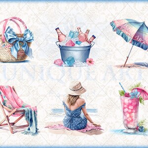 Summer Beach Watercolor Clipart Bundle 30 HQ Printable PNG 12 JPEG ...