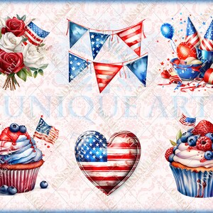 4th of July Party / Independence Day / Patriotic Watercolor Clipart ...