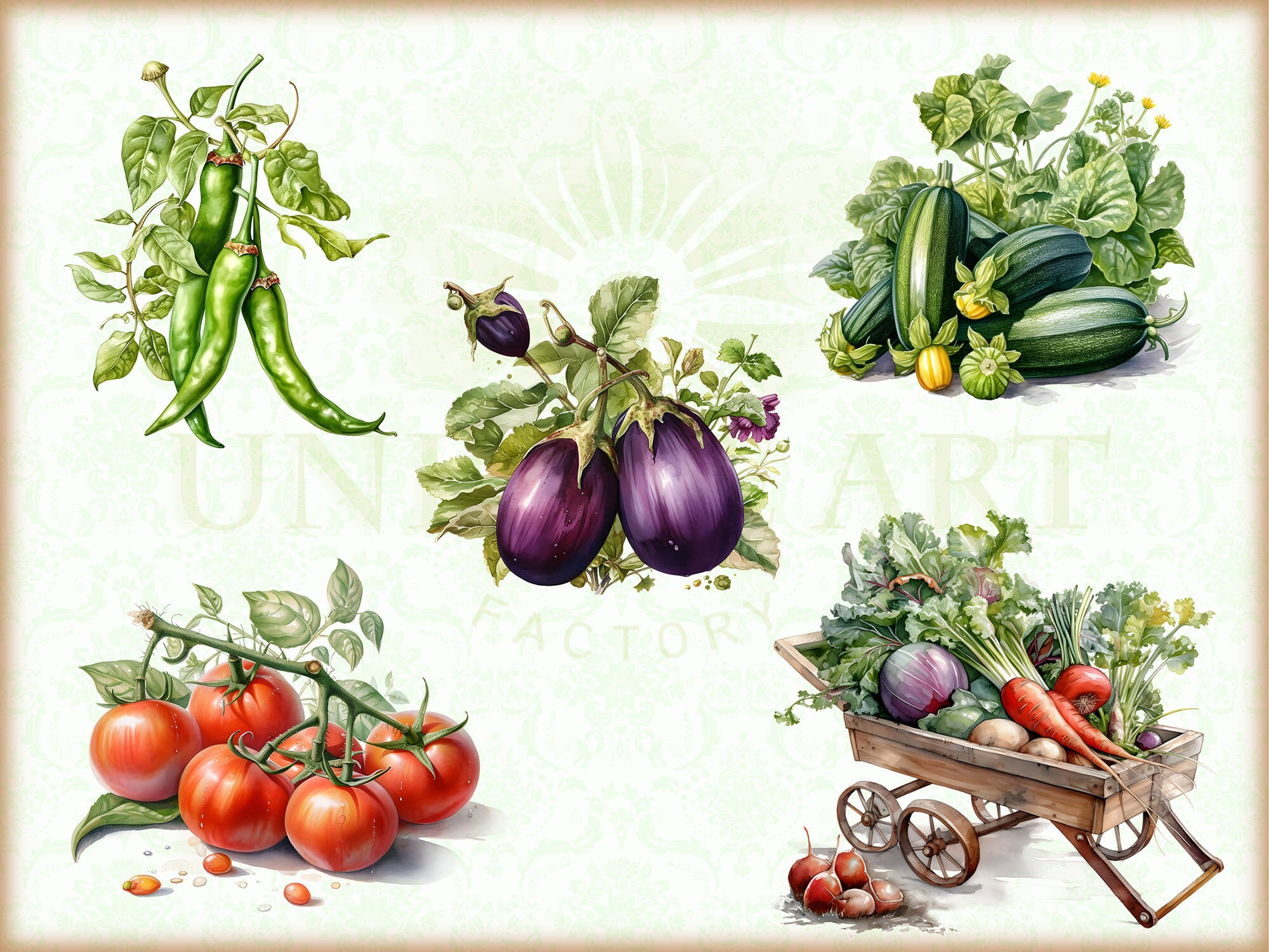 Vegetables Vol.02 Watercolor Clipart Bundle HQ Printable - Etsy