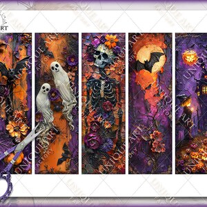 Halloween Bookmarks Vol.02, Watercolor Digital Sheets, 2x6,5 Inch 20 ...
