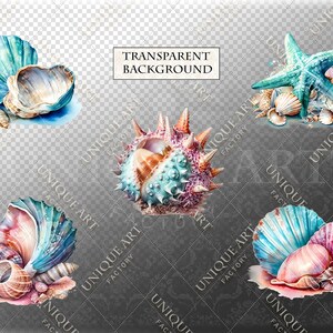 Seashells, Underwater Themed Watercolor Clipart Bundle, 21 HQ Printable ...