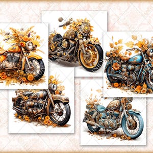 Autumn Motorcycles, Classic Boho Style Motorcycle, Watercolor Printable ...