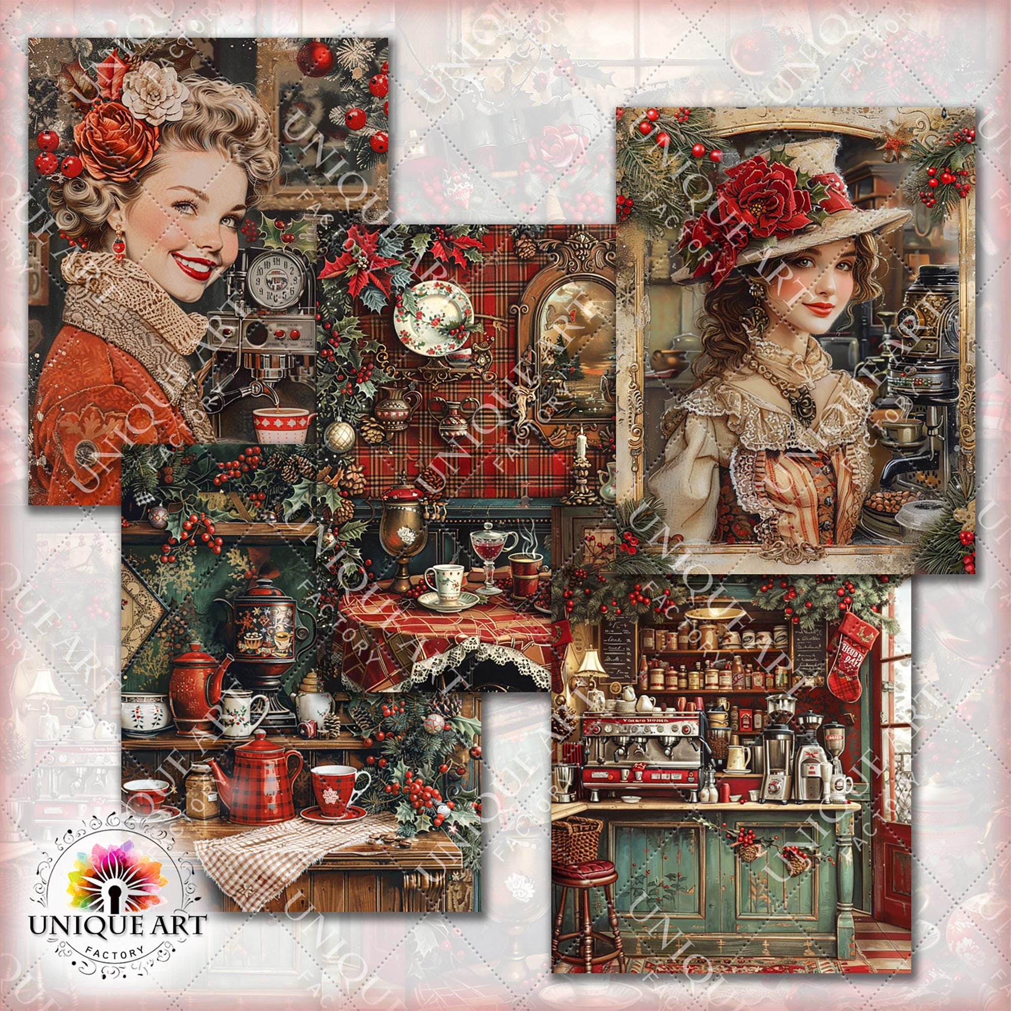 Christmas Coffee Time Vol.02, Printable Scrapbook Pages, Watercolor ...