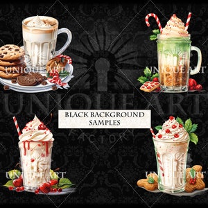 Christmas Coffees, Watercolor Clipart Bundle, HQ Printable, PNG Format ...