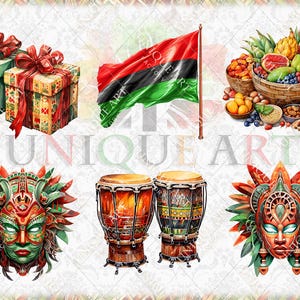 Kwanzaa, African American Heritage Celebration, Watercolor Clipart ...