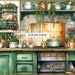 Rustic Green Kitchens, Watercolor Printable Pages, Digital Collage ...