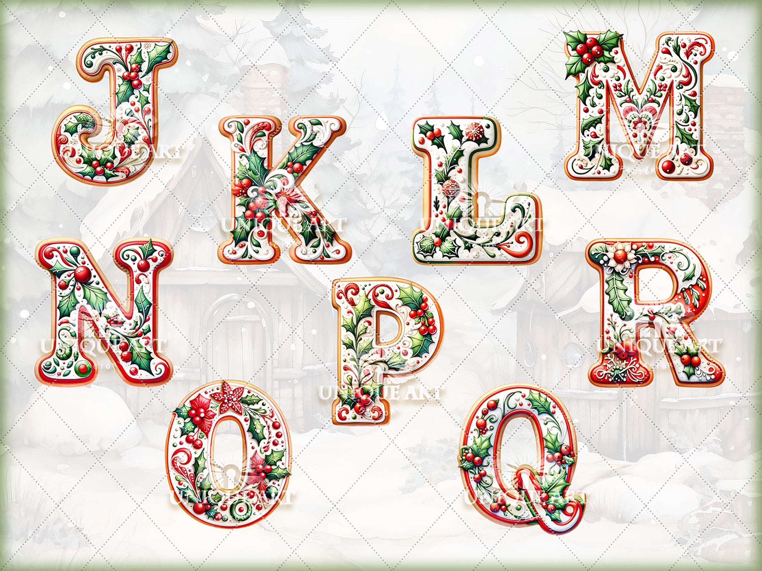 Christmas Alphabet and Numbers, Watercolor Letter Clipart Bundle, 36 HQ ...