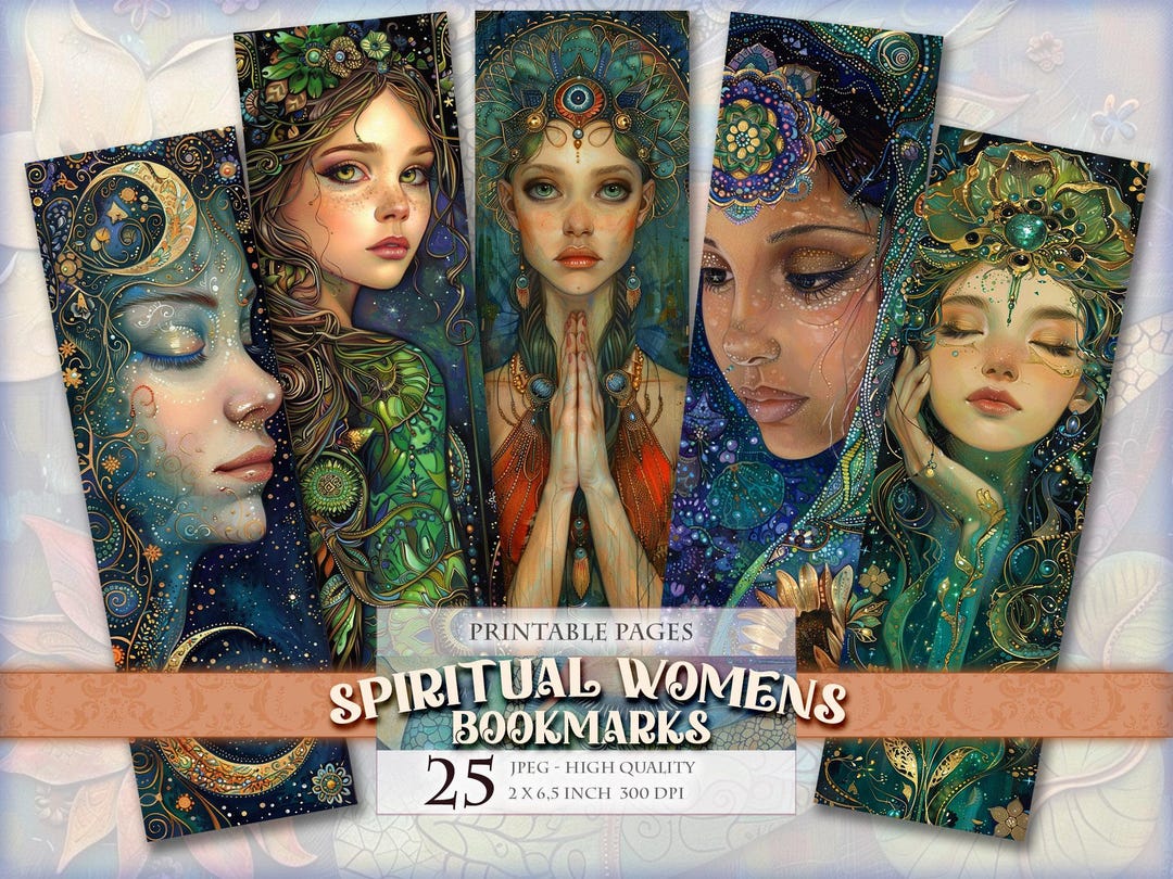 Spiritual Womens Bookmarks, Watercolor Digital Sheets, 2x6,5 Inch 25 ...