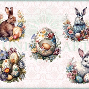 Bunny and Easter Eggs Watercolor Clipart Bundle HQ Printable PNG Format ...