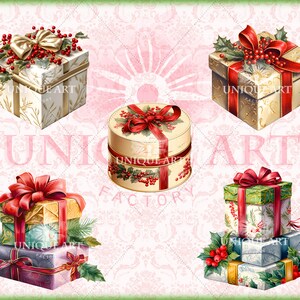 Christmas Gift Box, Watercolor Clipart Bundle, HQ Printable, PNG Format ...