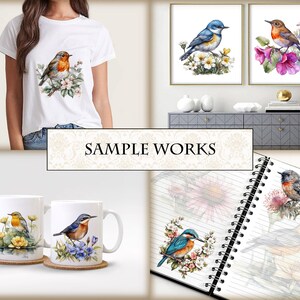 Tiny Birds and Flowers, Little Cute Birds, Watercolor Clipart Bundle ...