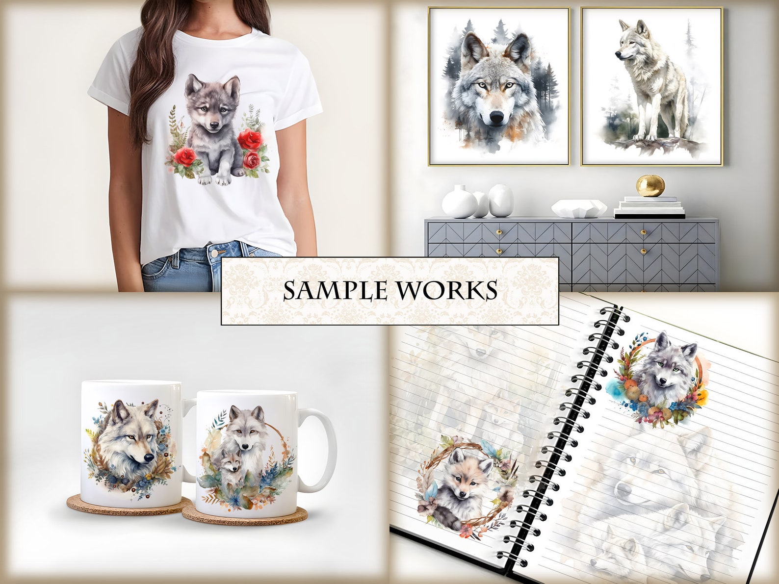 Wolf Family Watercolor Clipart Bundle HQ Printable PNG - Etsy