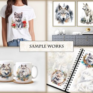 Wolf Family Watercolor Clipart Bundle HQ Printable PNG Format Instant ...