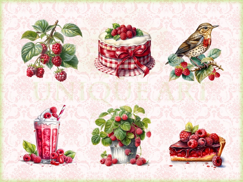 Raspberry Love Raspberry Themed Watercolor Clipart Bundle - Etsy