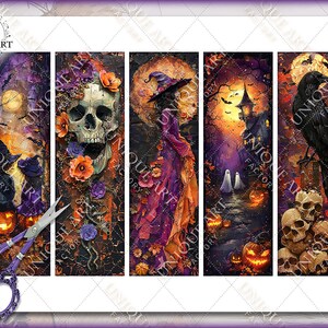 Halloween Bookmarks Vol.02, Watercolor Digital Sheets, 2x6,5 Inch 20 ...