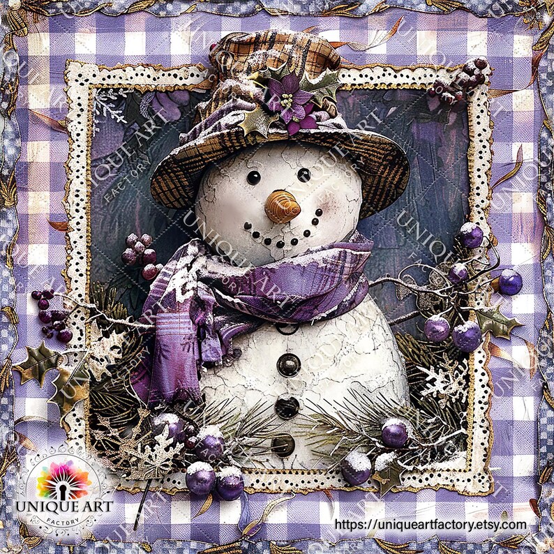 Purple Snowman Vol.01 Christmas Landscape, 14 HQ JPG Shabby Chic ...